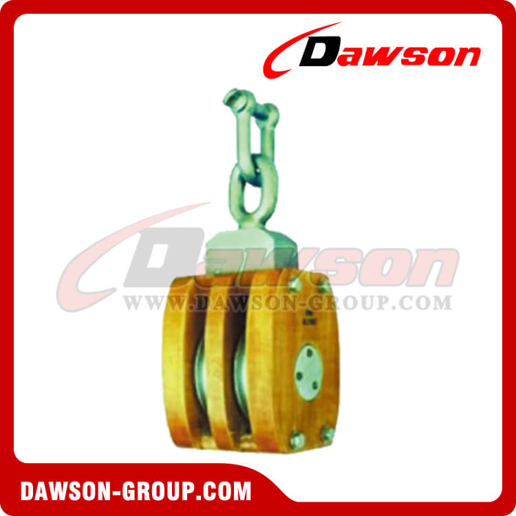 JIS Ship's Wooden Block Double With Shackle, snatch block, jis type ...