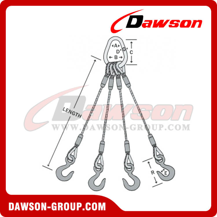 WS74-TTH Flemish Eye Splice Wire Rope Slings, lifting wire rope sling ...