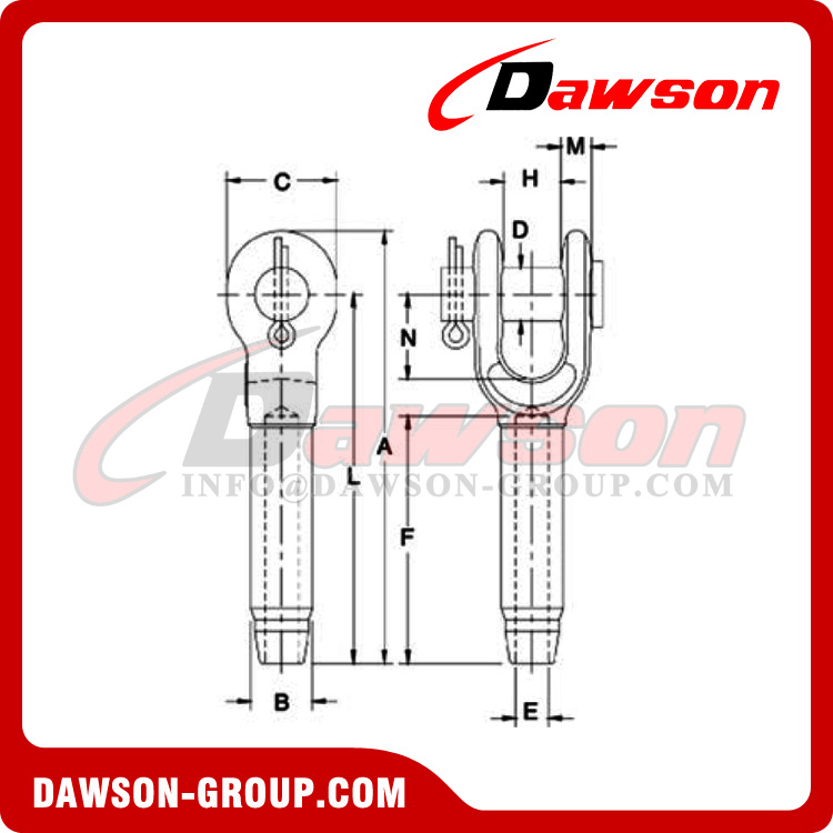 Open Swage Socket DS-501, Clevis Style Forged Socket, Forged Special ...