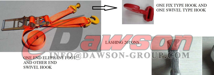 MBL 20T Lashing Belt with Fix Type J Hook and Swivel Type J Hook - Dawson Group Ltd. - China ...