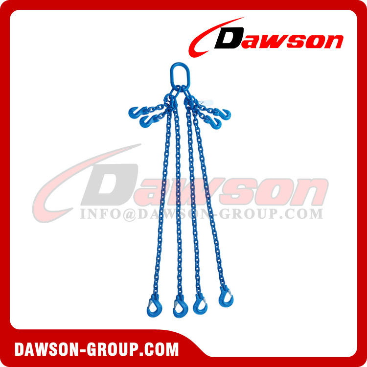 G100 Quadruple Legs Lifting Chain Slings / Grade 100 4-Legs Adjustable ...