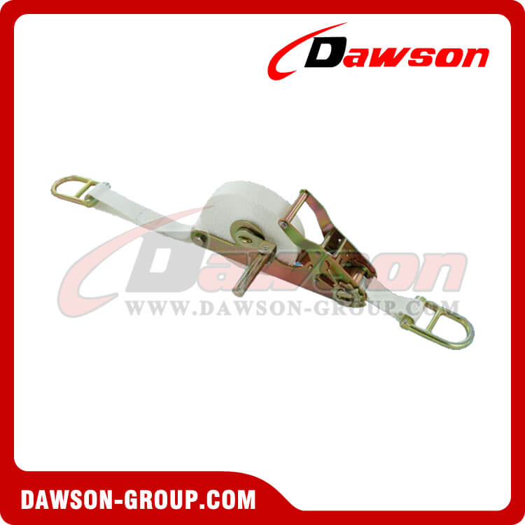1’’×15’ Self Contained Ratchet Strap with Double D-Rings and White ...